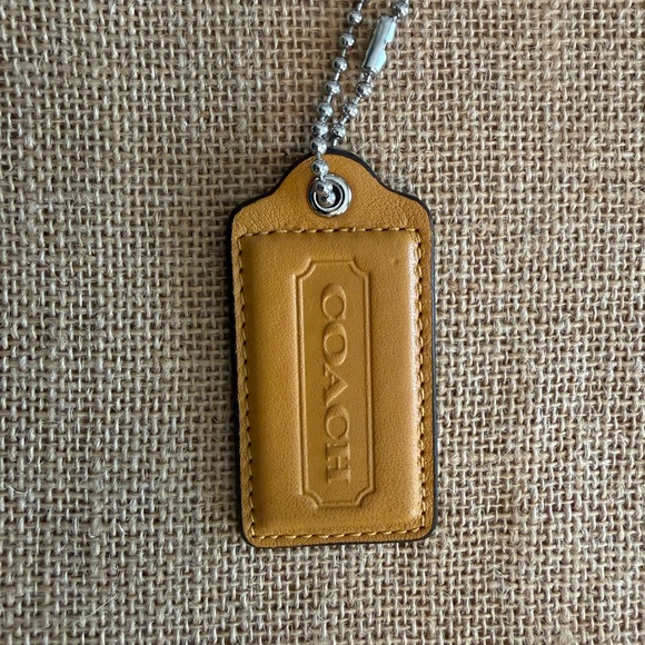 Coach | Other | Coach Mustard Leather Keychain Hang Tag With Silver ...